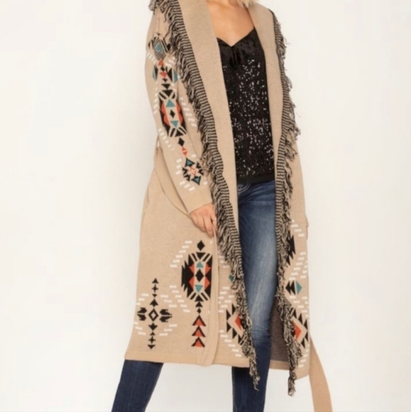 Miss Me | Sweaters | Miss Me Aztec Fringe Cardigan Sweater Coat Duster ...